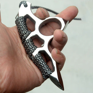 Solid Steel Single Finger Knuckle Duster Boxing Self Defense Buckle ...