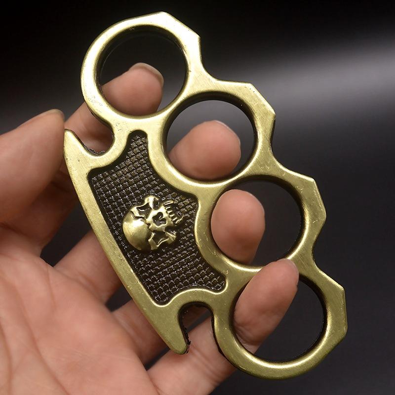 Brass Knuckle Duster Skull Boxing Four Finger Buckle Defense Window ...