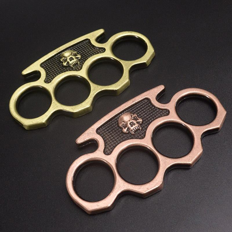 Brass Knuckle Duster Skull Boxing Four Finger Buckle Defense Window ...
