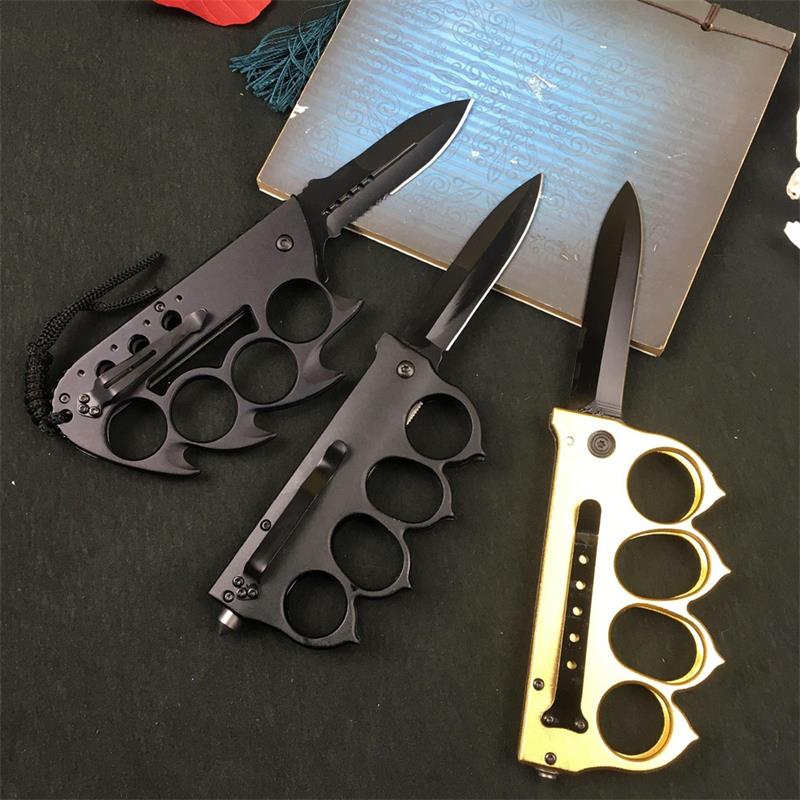 Outdoor Knuckle Duster Folding Tactical Knife Camping Hunting Self ...